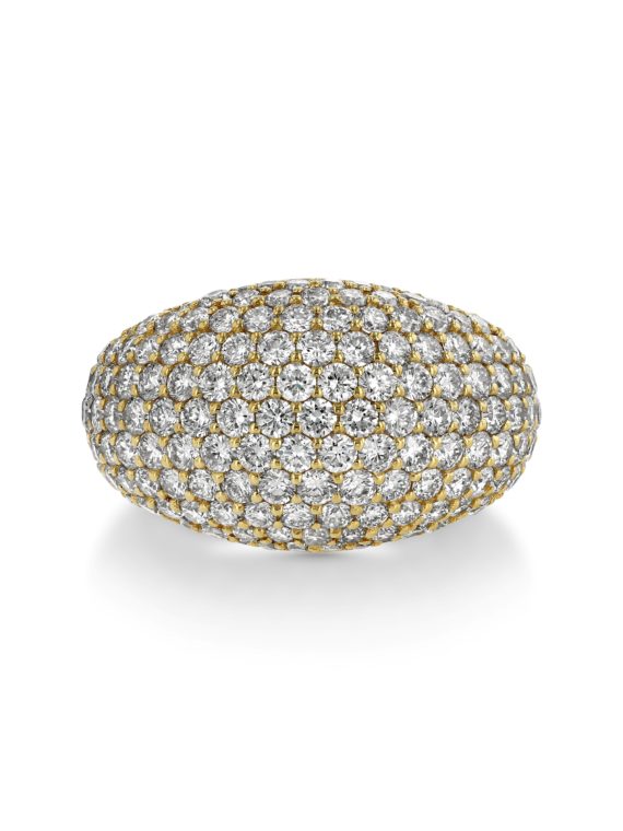 Pave Diamond Domed Ring in 18K Yellow Gold | Tomo