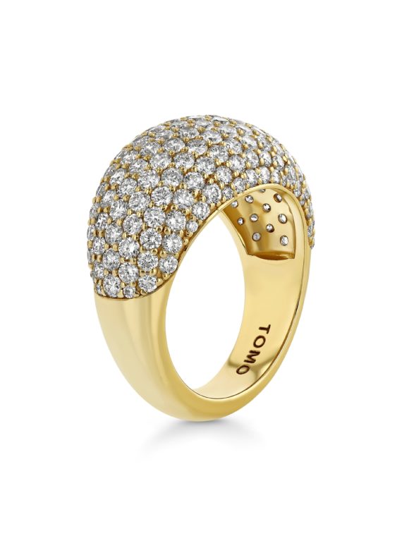 Pave Diamond Domed Ring in 18K Yellow Gold | Tomo